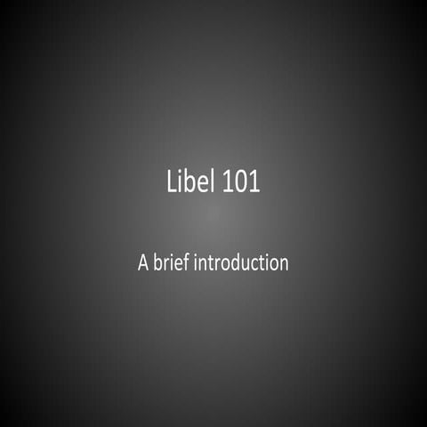 Libel 101 | PPT