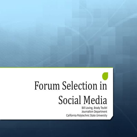 Forum Selection in Social Media | PDF | Law
