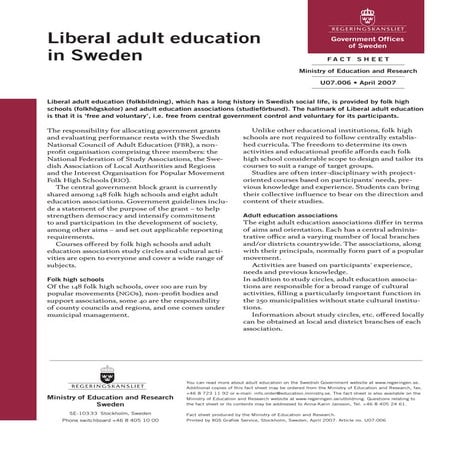 Liberal adult education in sweden | PDF