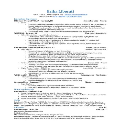 bethany current resume | DOC