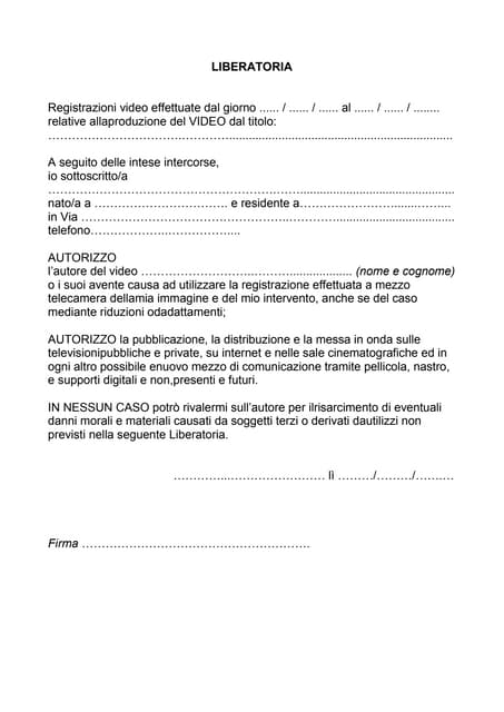 Allegato b - liberatoria foto/video | PDF