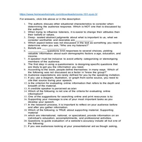 Liberty coms 101 quiz 3 homeworksimple | PDF