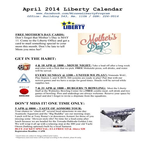 Liberty program calendar apr 2014 | PDF