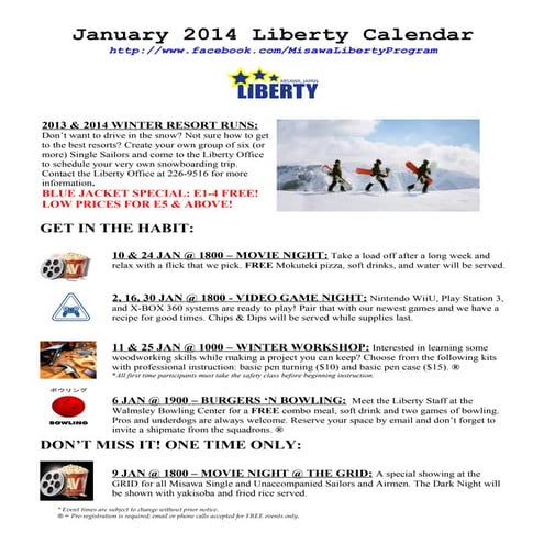Liberty program calendar jan 2014 | DOC | Sports