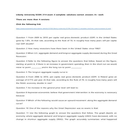 Liberty university econ 214 exam 2 complete solutions correct answers ...