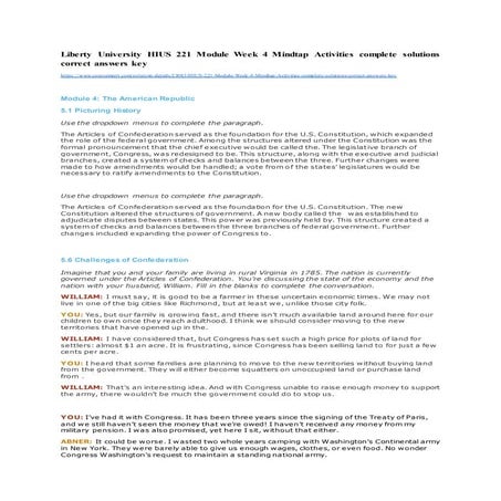 Liberty university hius 221 module week 4 mindtap activities complete ...