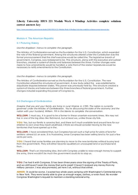 Liberty university hius 221 module week 1 mindtap activities complete ...