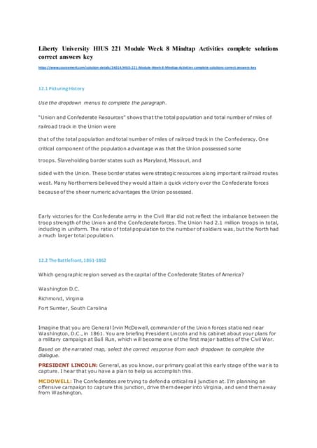 Liberty university hius 221 module week 4 mindtap activities complete solutions correct answers ...