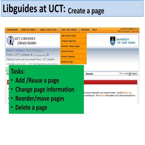 Libguides 2012 create a new page | PPT