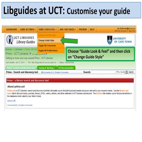 Libguides 2012 customise | PPTX