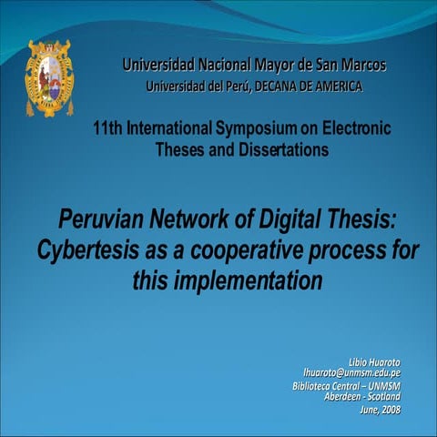 Peruvian Network of Digital Thesis: Cybertesis as a cooperative process ...