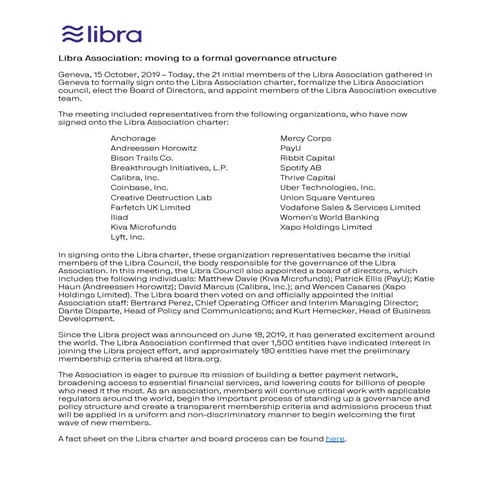 Libra Association's first meeting announcements | PDF