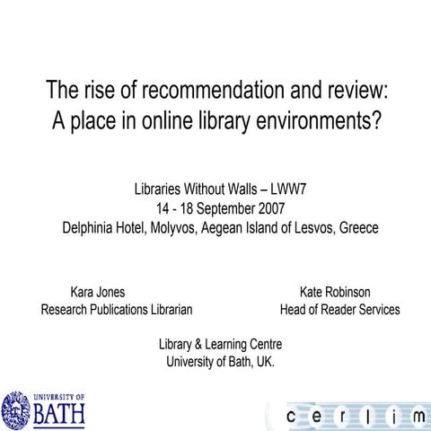 Libraries Without Walls 7 presentation | PPT