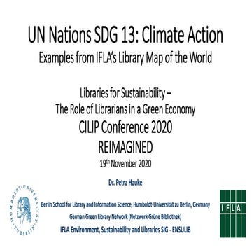 CILIP Conference 2020: UN Nations SDG 13: Climate Action - Examples ...