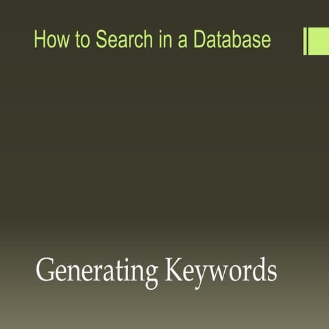 Generating Keywords | PPTX