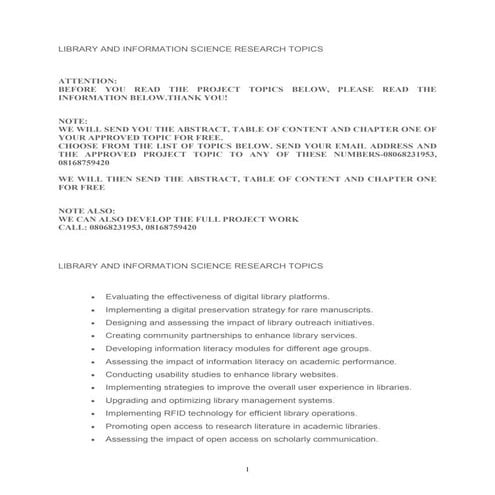 LIBRARY AND INFORMATION SCIENCE RESEARCH TOPICS.docx