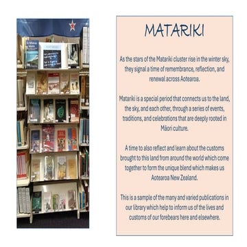 Books on Display in the Library June 2025 - Matariki | PDF