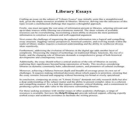 Library Essays. Saint Anthony College of Nursing | PDF