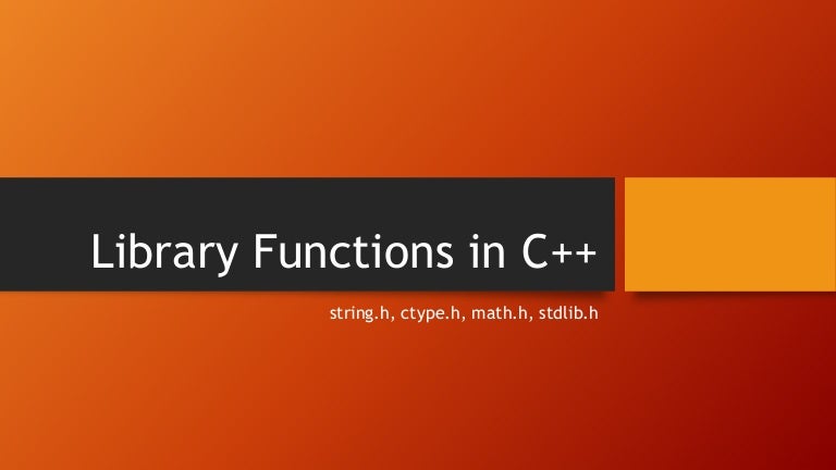 Library Functions In C 