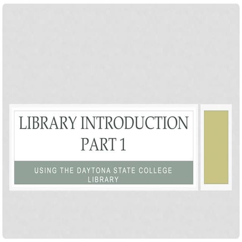 Library Intro Part 1 | PPT