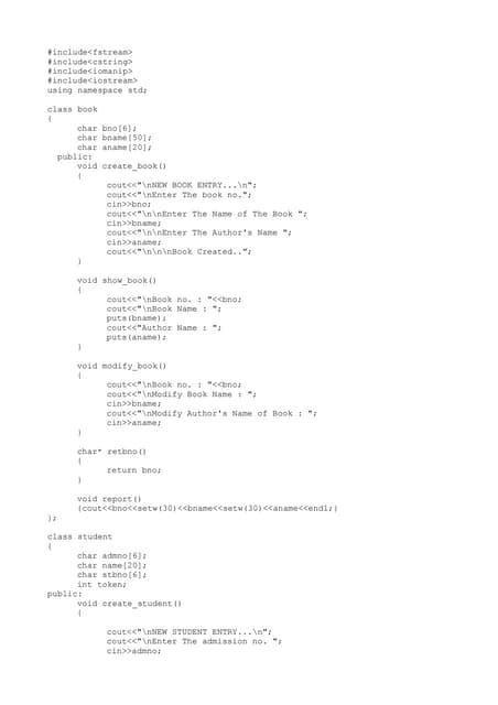 Computer science Project for class 11th and 12th(library management s…