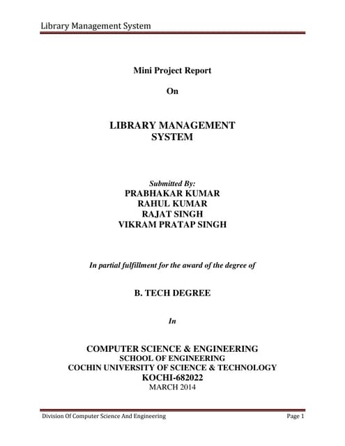 Project proposal of Library Management System. | PDF