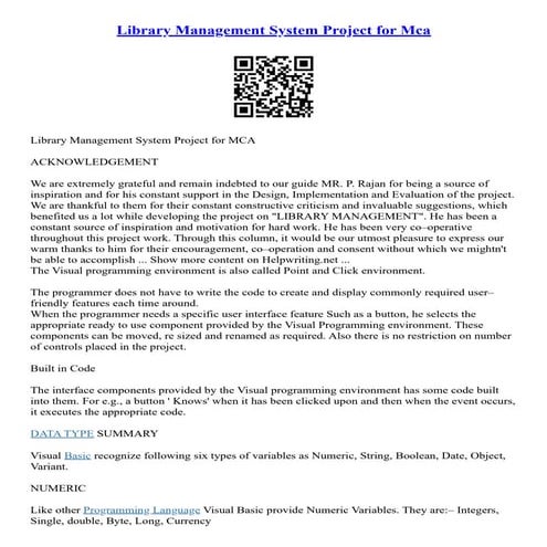 Library Management System Project For Mca | PDF