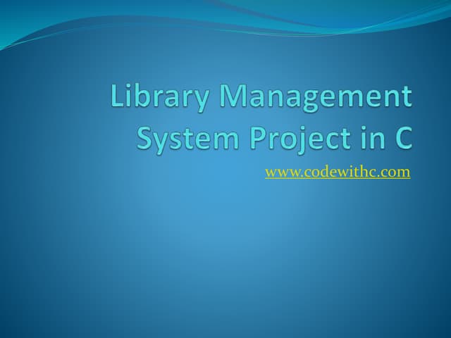 Library Management System Project In C Ppt
