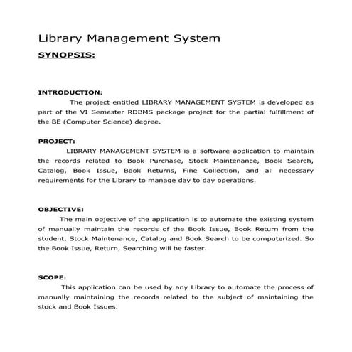 Library management system_synopsis | DOC