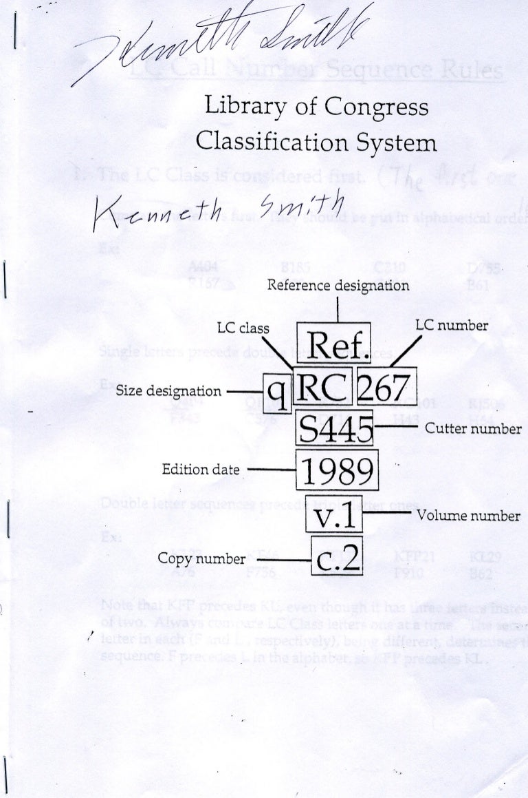 Library Notes Library Of Congress Classification System