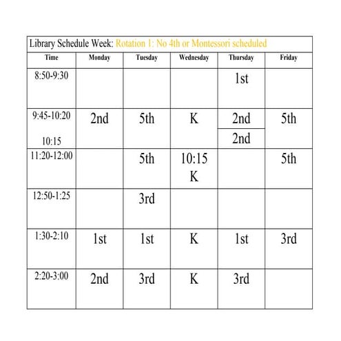 Library Rotation Schedule 09 | PPT