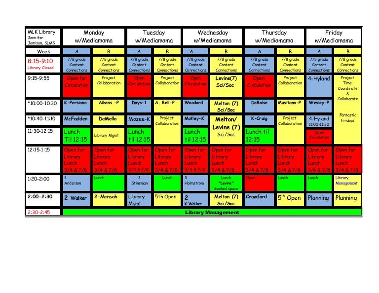 Library schedule 2011-2012