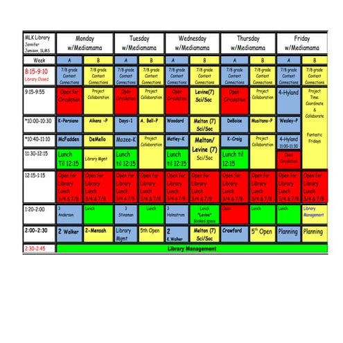 APS Lunch ICT Timetable | PPTX