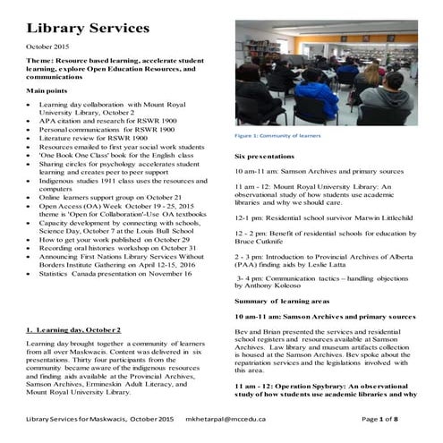 Library services report for october 2015 | DOCX