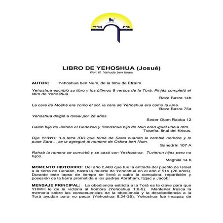 Libro de Yehoshua (Josue) | PDF