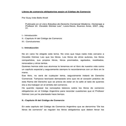 Libros de comercio obligatorios según el código de comercio | PDF