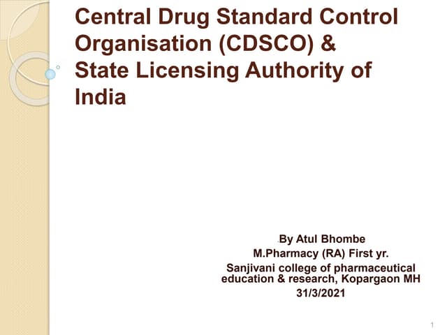 Central drug standard control organisation | PPTX