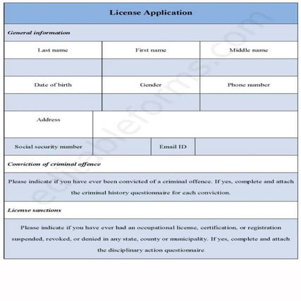 License Application Fillable PDF Template | PDF