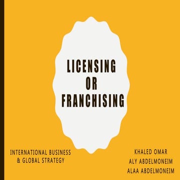 Licensing and Franchising | PPTX