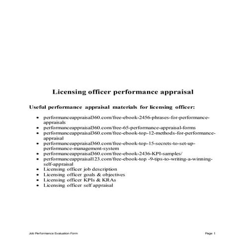 Licensing officer performance appraisal | DOCX