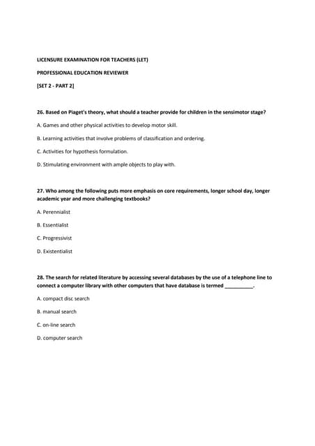 Sample preboard-exam-prof ed | DOC | Educational Assessment | Education