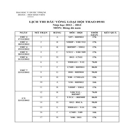 Lich thi dau bong da nam | DOCX