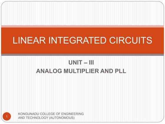 Phase Locked Loop (PLL) | PPT