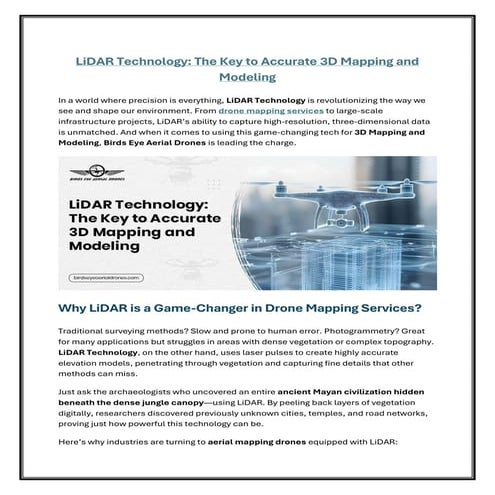 LiDAR Technology: The Key to Accurate 3D Mapping and Modeling | PDF