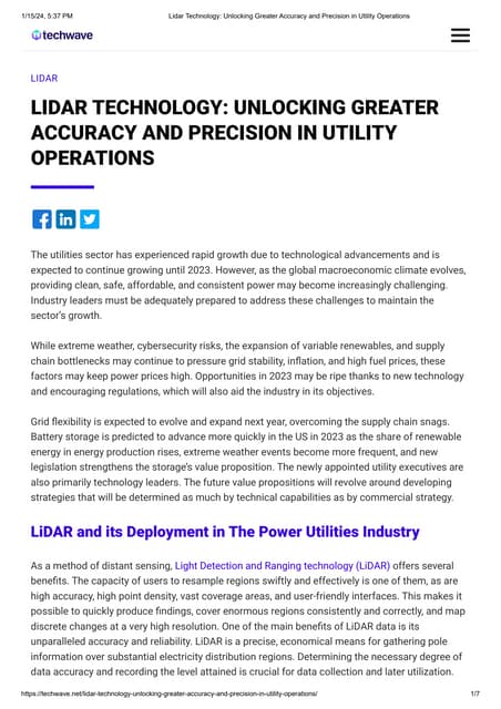 LiDAR Technology | LiDAR systems | PDF