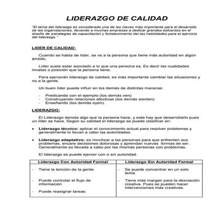 Liderazgo para la calidad (1) | PPTX