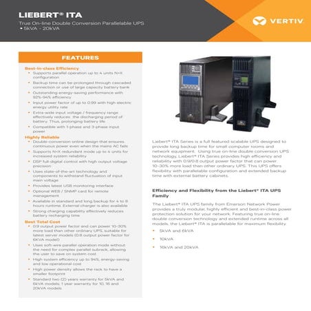Liebert ita-10 kva, Emerson Bangladesh, Online UPS Bangladesh | PDF