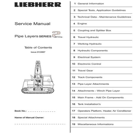 Liebherr rl 52 rl52 pipe layer service repair manual | PDF