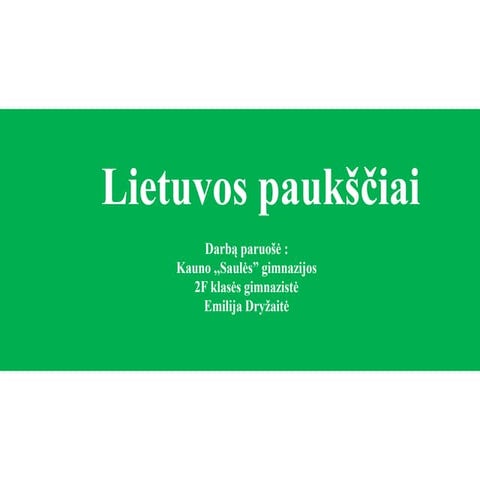 Lietuvos paukščiai.Raudonoji knyga | PPTX