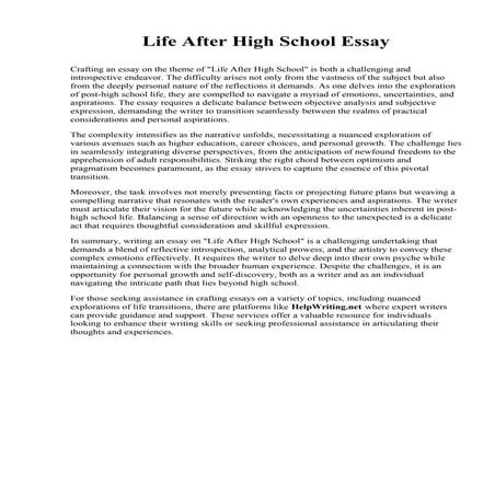 Life After High School Essay. Western Washington University | PDF
